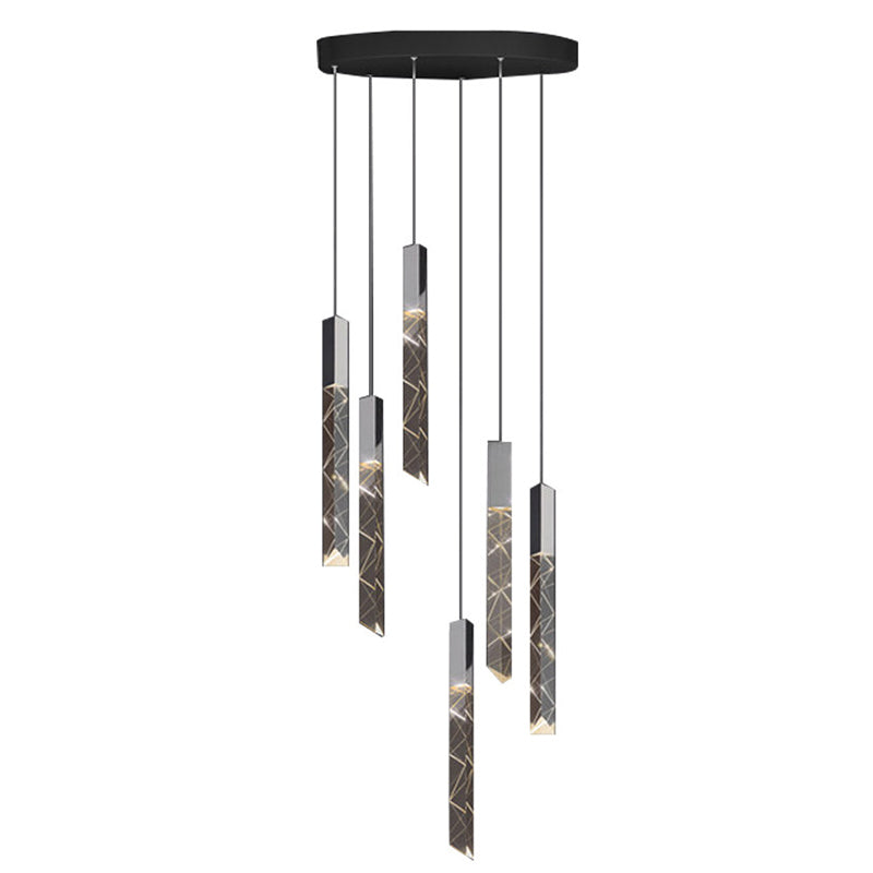 Linear Hanging Light Fixtures Modern Simple Faceted Crystal Ceiling Pe