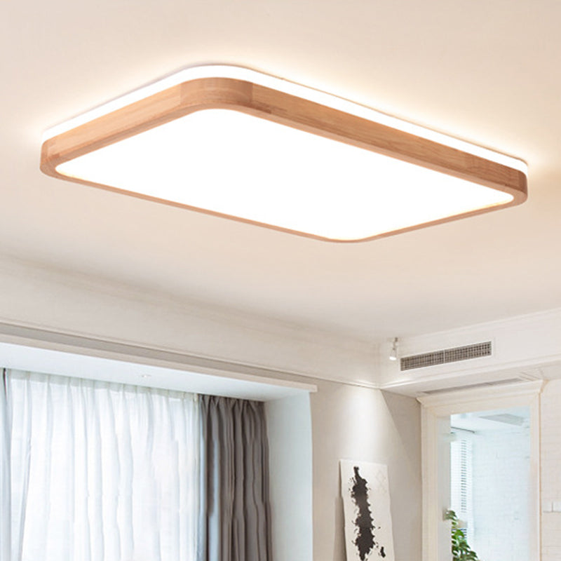 Rectangular Flush Ceiling Light Fixtures Modern Wood Flushmont