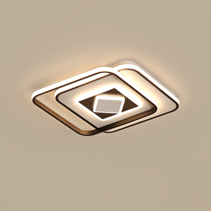 Black Square Ceiling Mounted Fixture Modernism Acrylic LED Flush Mount