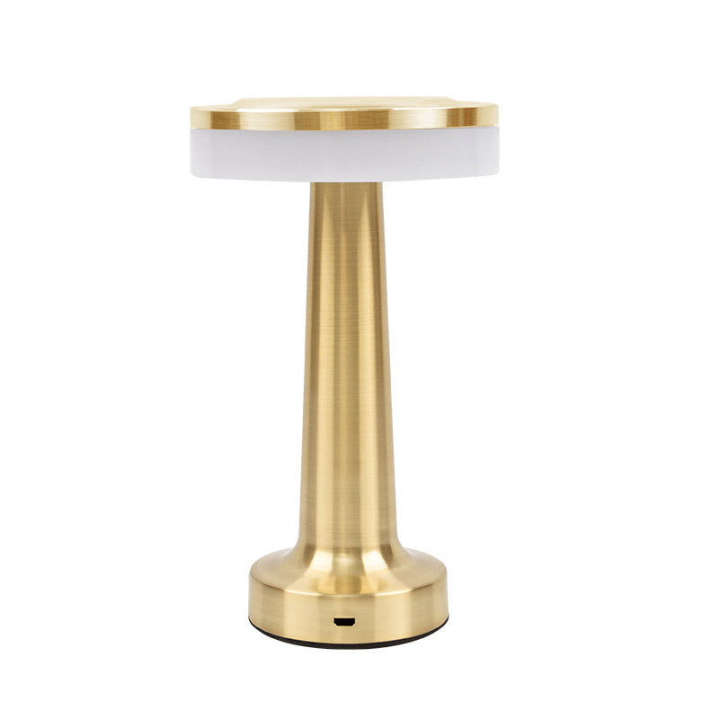 Drum Shade Metal Table Lamp Postmodernism Gold LED Night Stand Light f