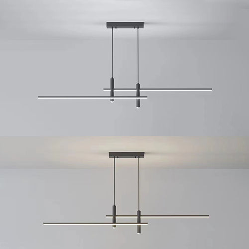 Minimalist Linear Island Chandelier Light Metal Dinning Room LED Hangi