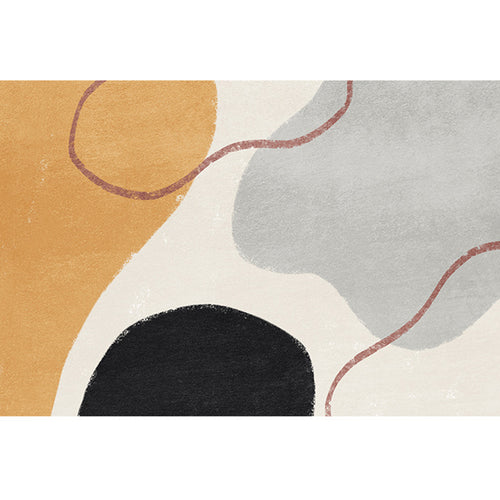 Nordic Color Block Rug Polyester Indoor Carpet Non-Slip Backing Area R