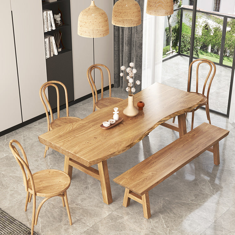 Rectangle Wood Color Dining Table Solid Wood Table Modern Style with 4