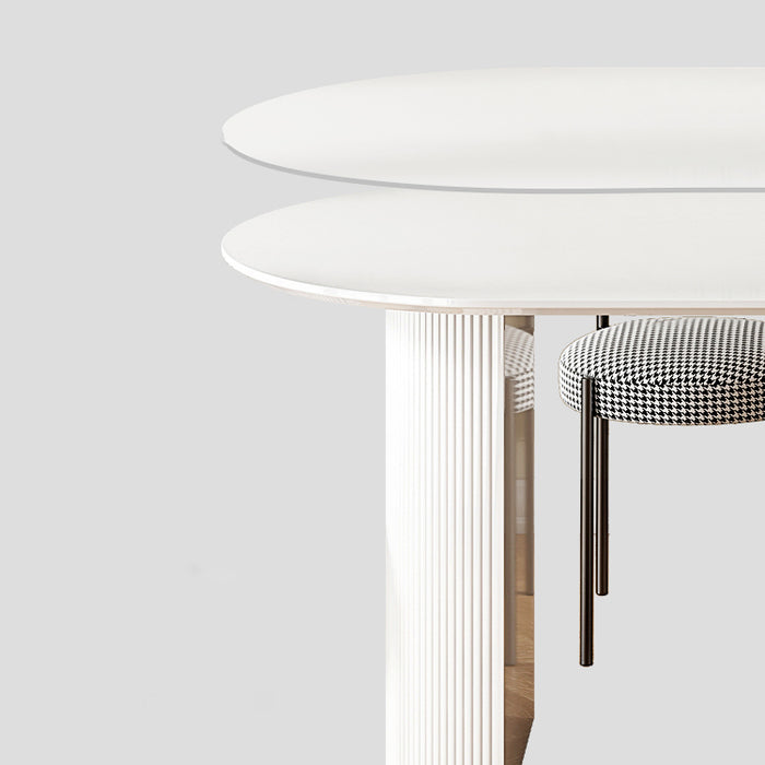 Metal Contemporary Free Form Dining Table White Sintered Stone Table f