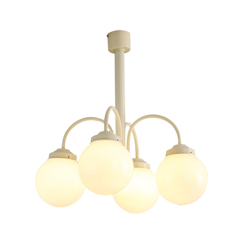 White Ball Pendant Light Fixtures Milk Glass 4-Lights Industrial Chand