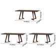 Modern Rectangle Dining Table Pine Solid Wood Table with Double Pedest