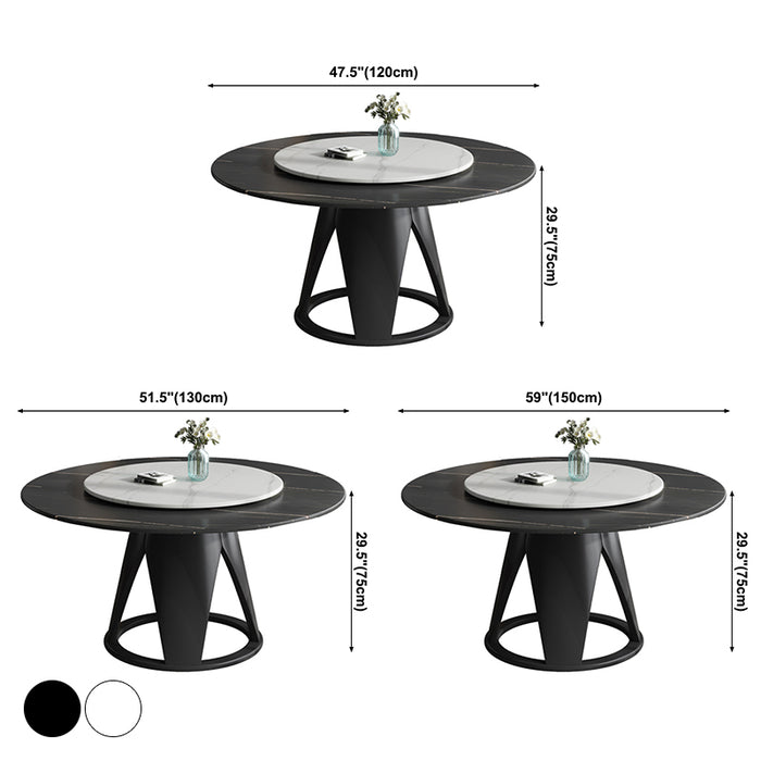 Modern Round Shape Kitchen Dining Table Sintered Stone Standard Dining