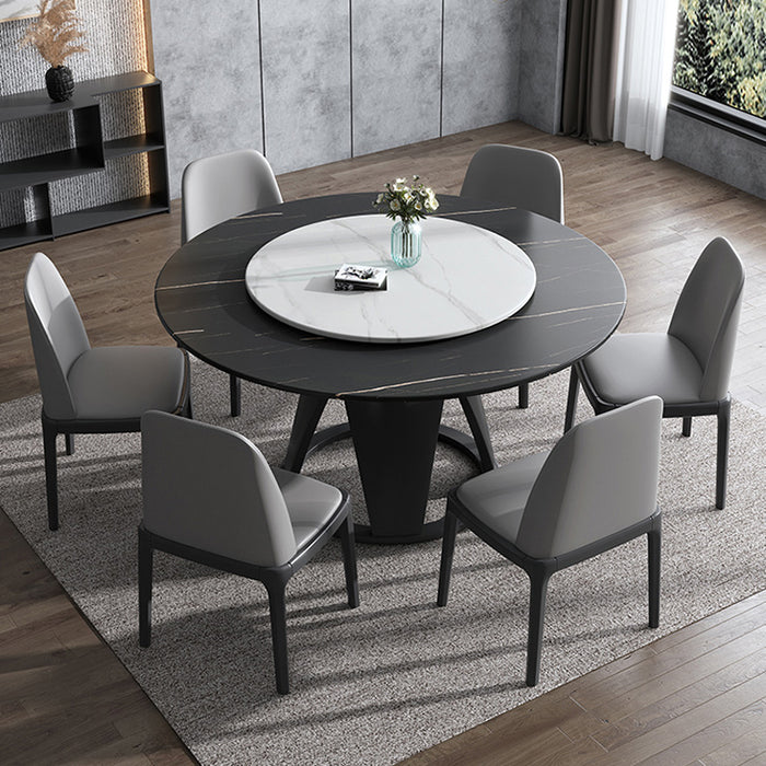 Modern Round Shape Kitchen Dining Table Sintered Stone Standard Dining