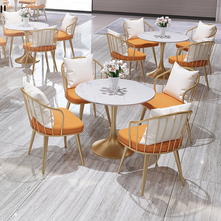 Modern White Round Shape Dining Table Sintered Stone Standard Dining T