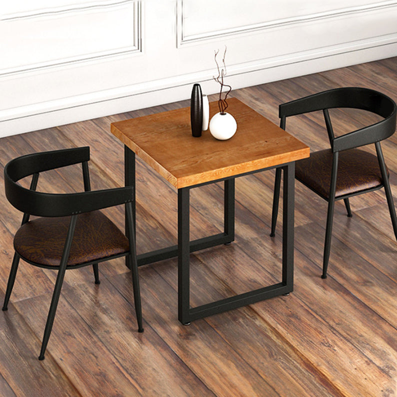 Industrial Style Solid Wood Dining Table Brown Square Table with Black