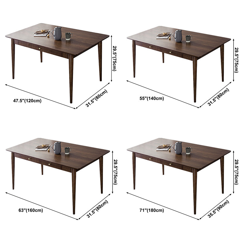 Hickory Rectangle Wood Table Storage Dining Table with 4 Legs for Rest