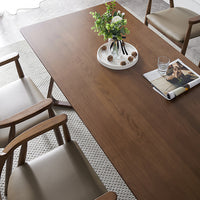 Modern Solid Wood Brown Dining Table Rectangle Shape Dining Table with