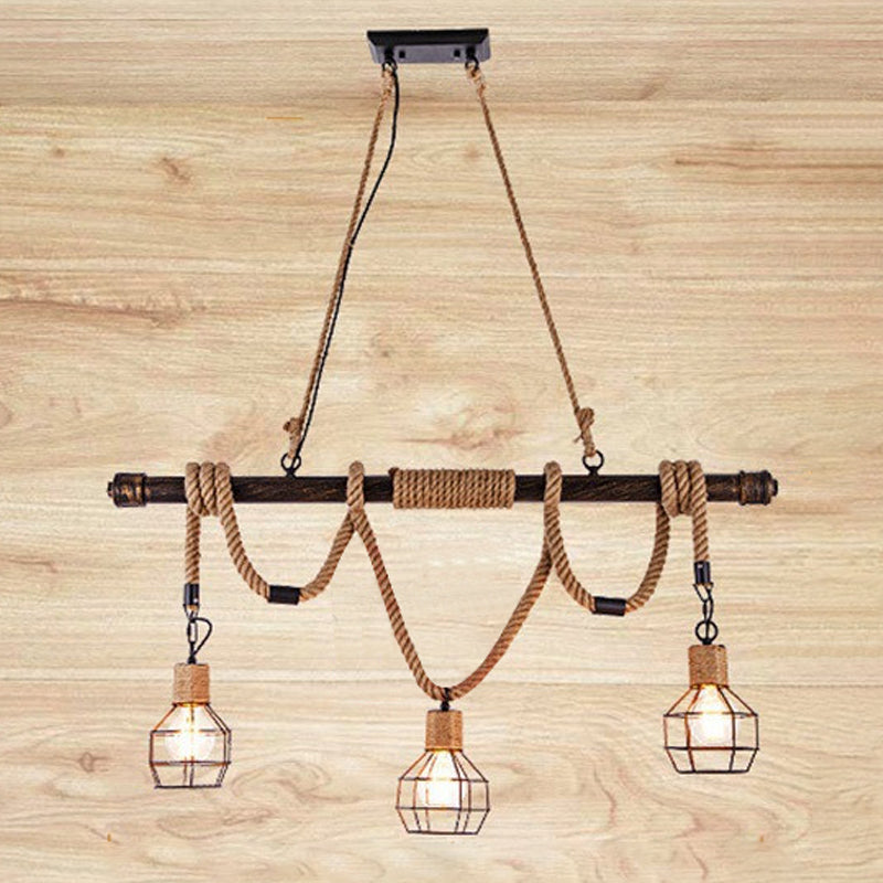 Characteristic Style Hemp Rope LED Hanging Island Pendant Light for Di
