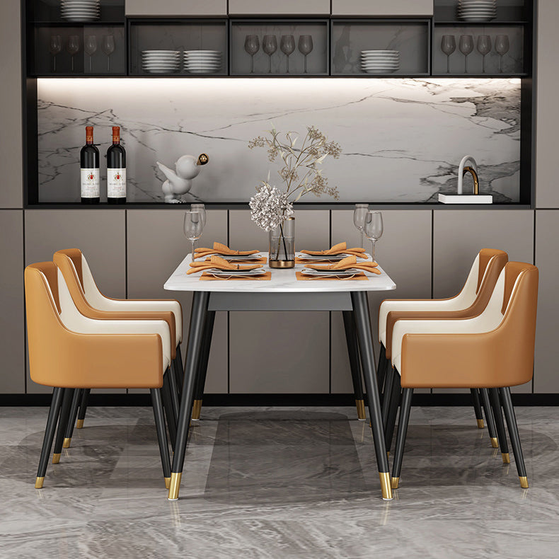 Sintered Stone Modern Style Dining Table White Rectangle Table with 4