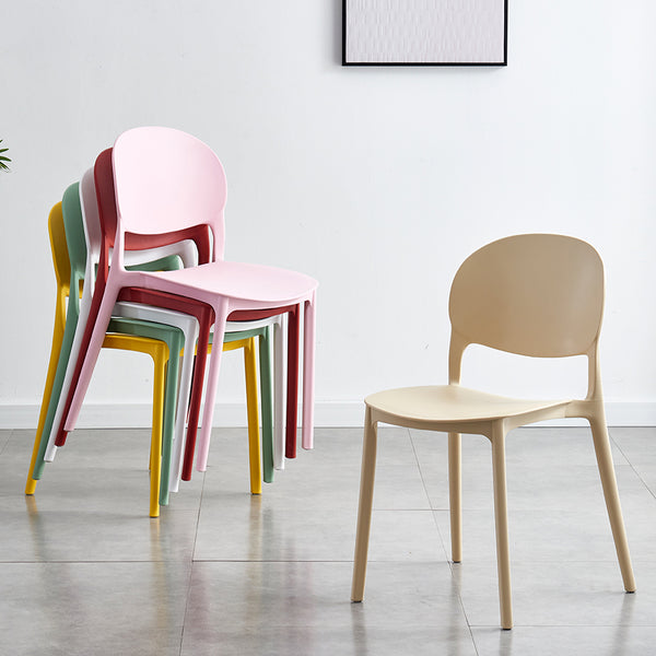 Stackable Armless Dining Chairs Plastic Open Back Side Chair (Set of 4