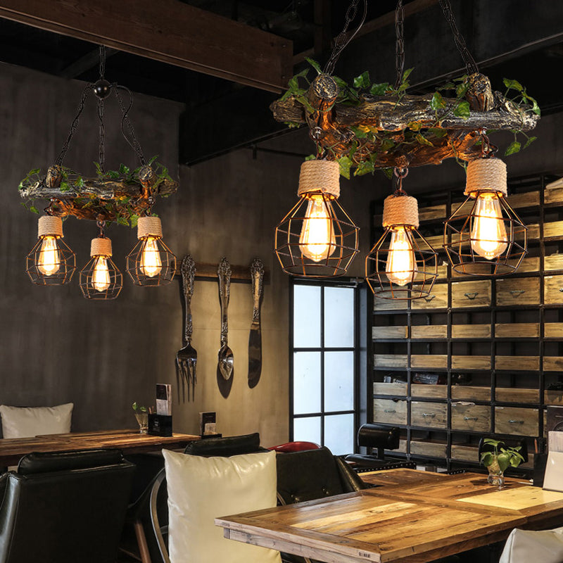 Industrial Bulb Ceiling Chandelier 3 Bulbs Metal LED Hanging Light Fix