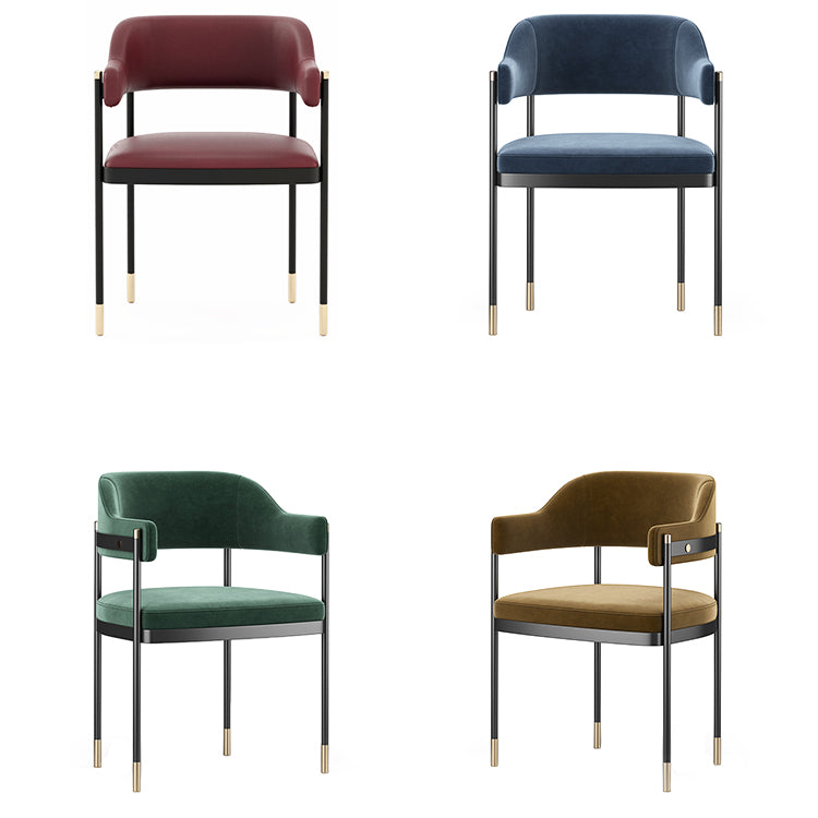 Indoor Modern Style Arm Chair Open Back Metal Upholstered Dining Room