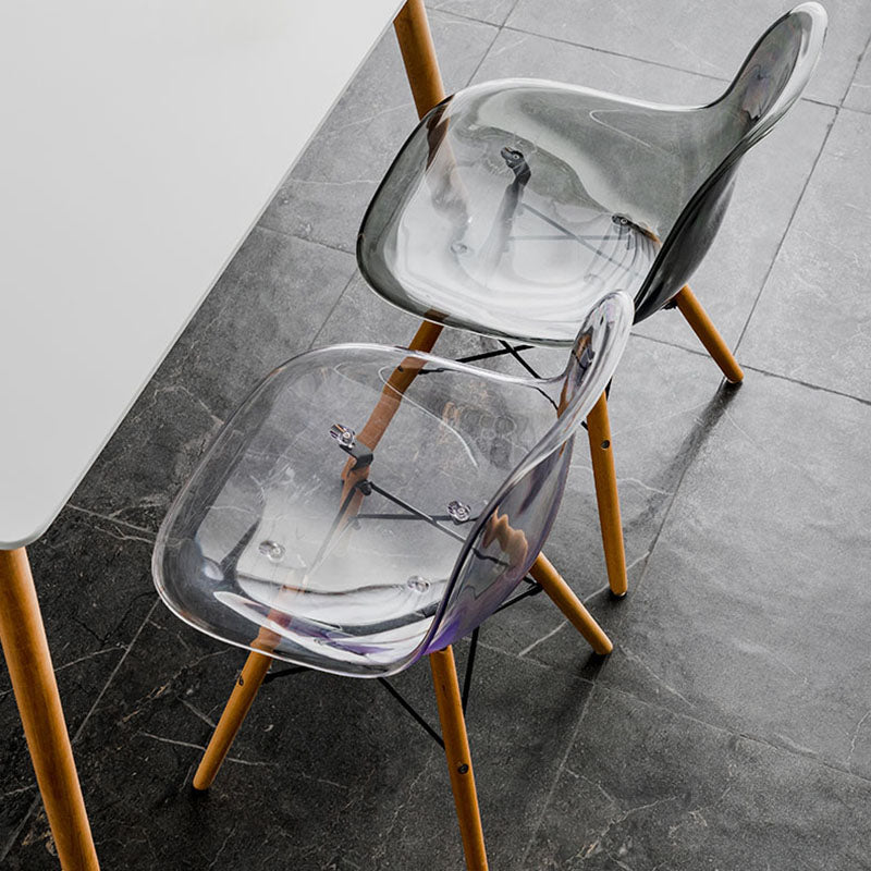 Nordic Wood Dining Side Chair Solid Back Dining Armless Chair for Rest