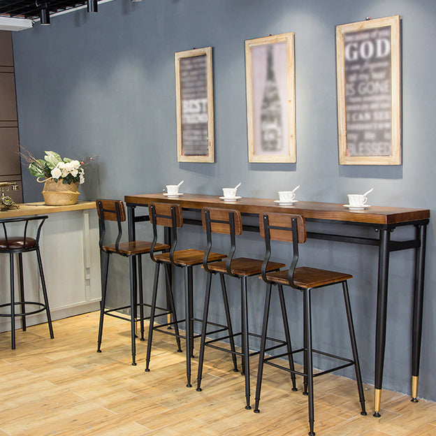 Rectangle Wood Top Counter Table Industrial 42-inch Metal 4 Legs Table