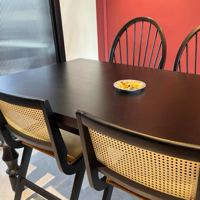 Rectangle Shape Casual Dining Table Solid Wood Fixed Table for Restaur