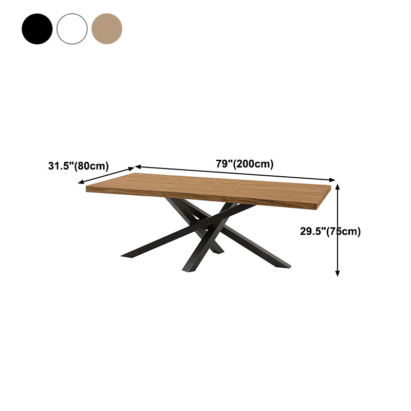 Rectangle 4 Legs Industrial Table Solid Wood Fixed Table for Restauran