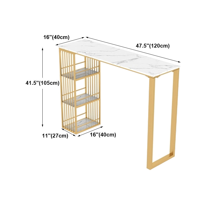 Marble Bar Height Table with Rectangle Table Top Double Pedestal Table
