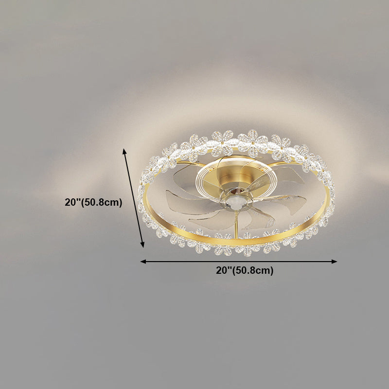 Modern Round Fan Light Metal Gold LED Flush Mount Light for Living Roo