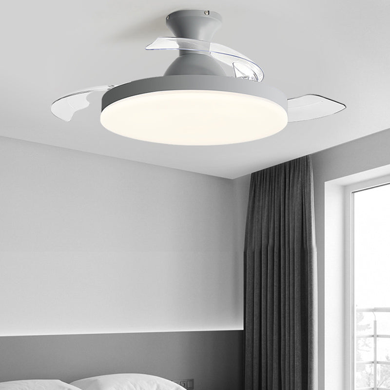 Invisible Blades Fan Light Fixture Modern Living Room Semi Flush Mount