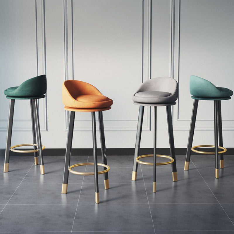 Scandinavian Living Room Low Back Stool Matte Finish Upholstered Swive