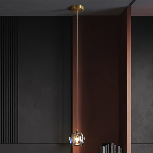 Modern Style Crystal Pendant Light Geometric Hanging Pendant for Bedro