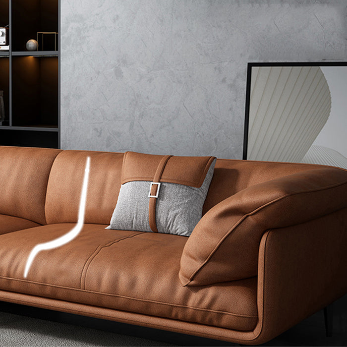 32" High Modern Faux Leather Tuxedo Arm Standard Sofa with Cushions fo