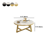 17.7" Tall Modern Cross Leg Cocktail Table Slate Round Top Coffee Tabl