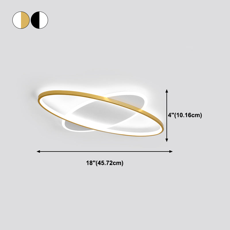 Modern Style Oval Shape Ceiling Fixtures Metal 2 Light Ceiling Mounted
