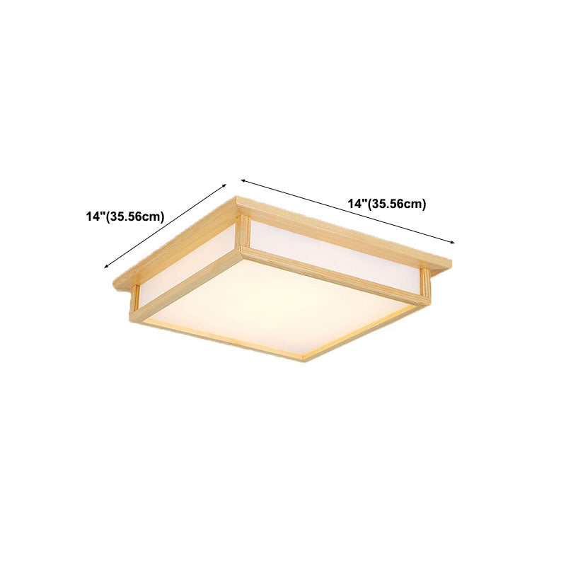 Minimalism Flush Mount Square LED Ceiling Light with Wood for Living R
