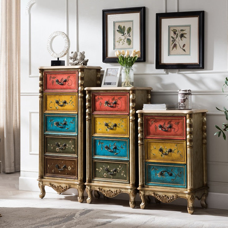 Solid Wood Lingerie Chest Traditional Style Bedroom Vertical Storage C