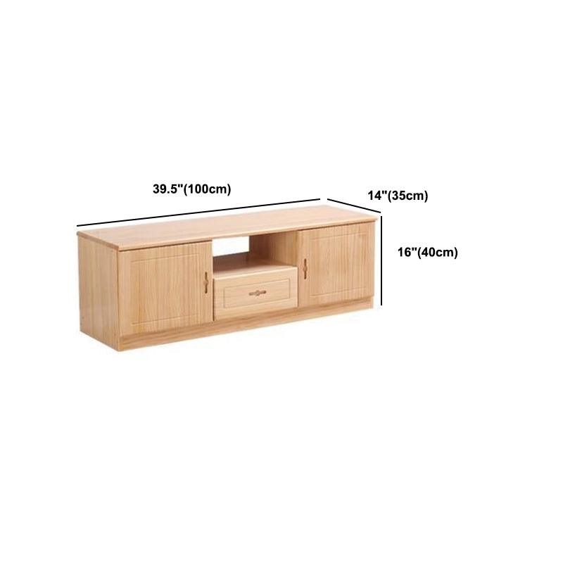 Scandinavian Pine Wood TV Media Stand Natural Wood Media Console with