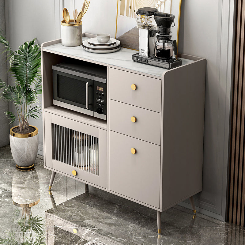 Glass Door Wood Sideboard Modern Buffet Server Cabinet with Storage fo