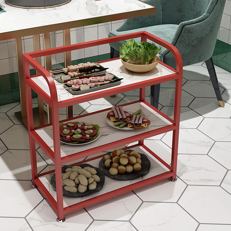 25.59"H Modern Stationary Prep Table Metal Rectangular Prep Table for