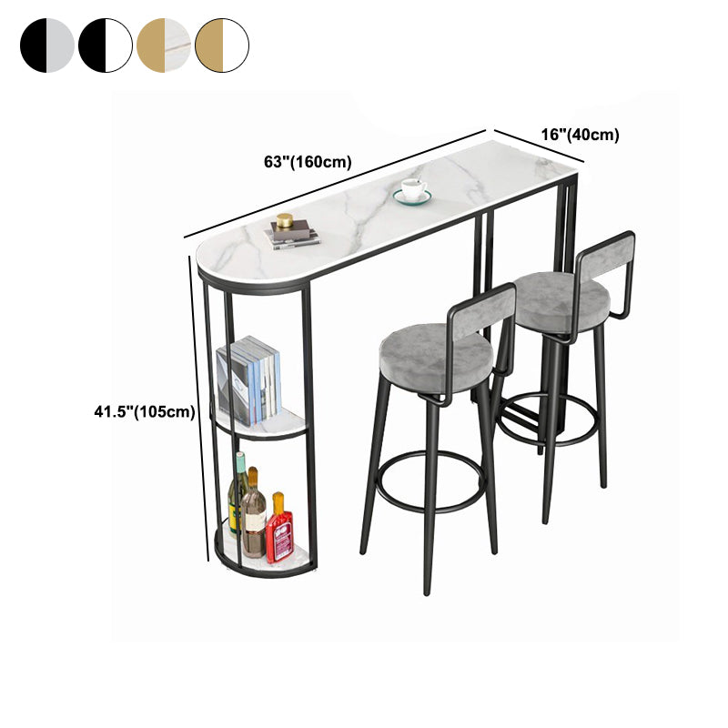 Specialty Stone Top Bar Table Polished Finished Glam Pub Table with St