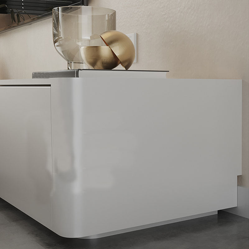 Contemporary Wood TV Stand 3 Drawers and Open Shelf TV Cabinet in Whit