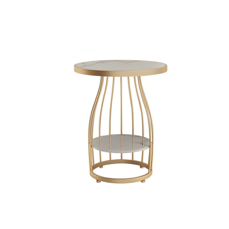 Modern Round Side End Table Frame End Table with Storage and Shelf