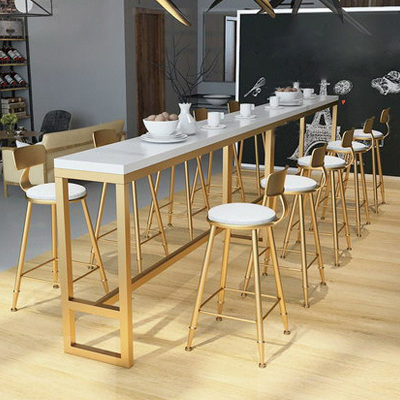 Glam Style Rectangle Bar Table Solid Wood Trestle Base Bar Dining Tabl