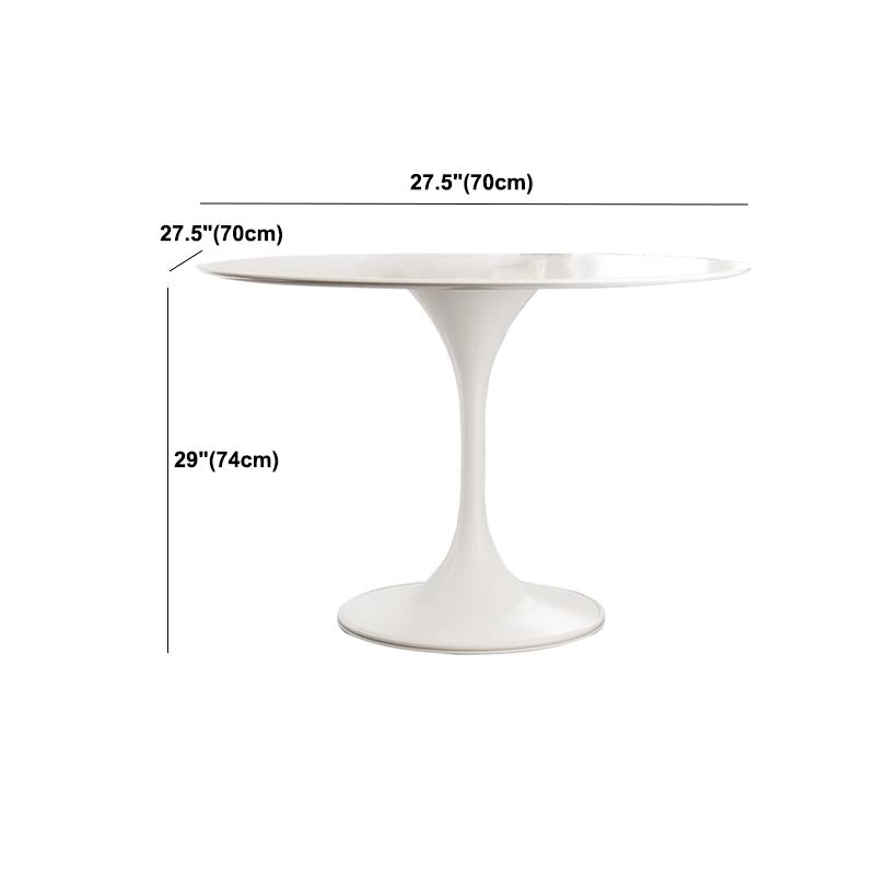 White Modern Round Dining Table Sintered Stone Top Tulip Base Table