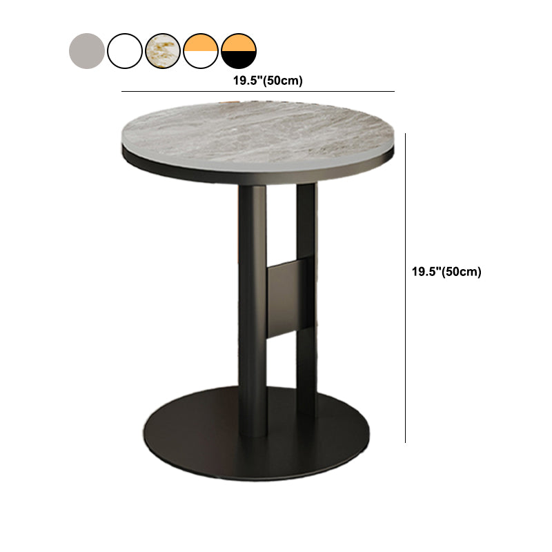 Modern Round Corner Table Slate Pedestal Side Table for Living Room