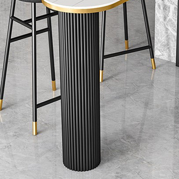 Contemporary Bar Table Set 1/2/3 Pcs Stone Top Bar Table with Upholste