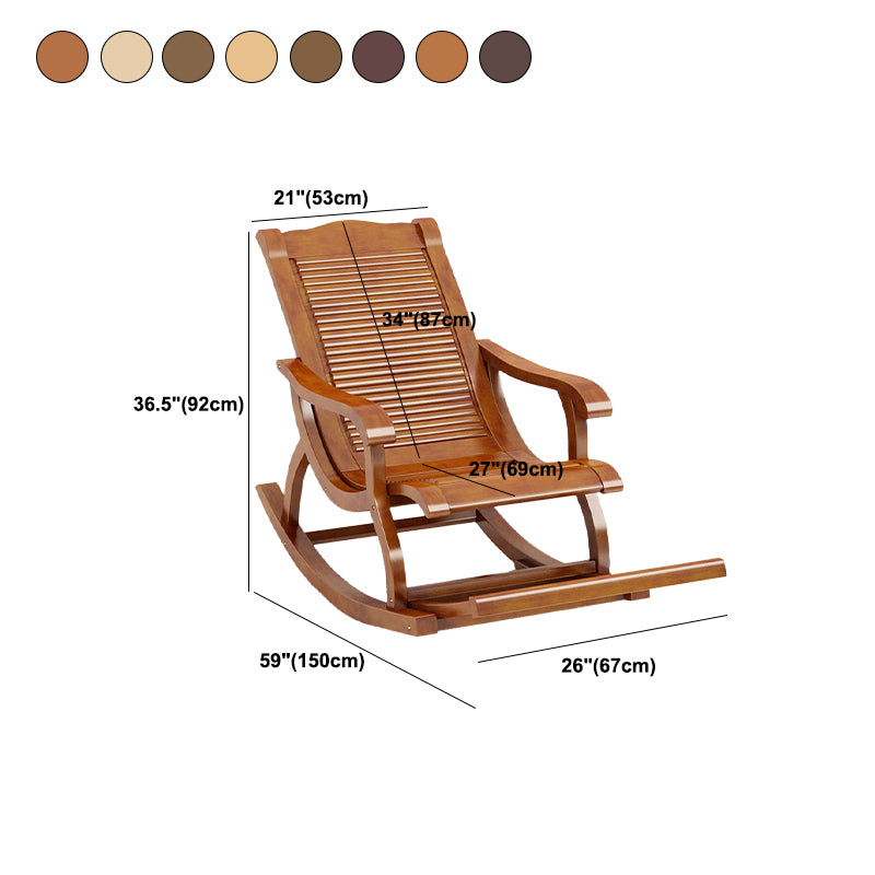 Traditional Rocking Chair Rubber Wood Frame Trapezoidal Back Indoor Ro