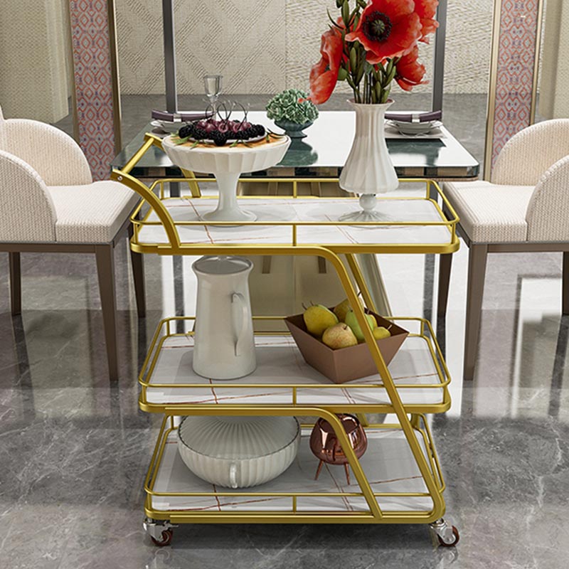 Contemporary Metal Prep Table 35.43"H Rolling Prep Table for Dining Ro