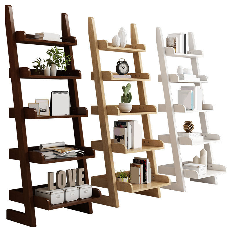 Modern Solid Wood Bookshelf Open Back 5-shelf Bookcase for Living Room