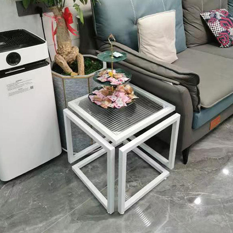 17.72" Tall Contemporary Style Side End Table Metal Frame Sofa Side Ac