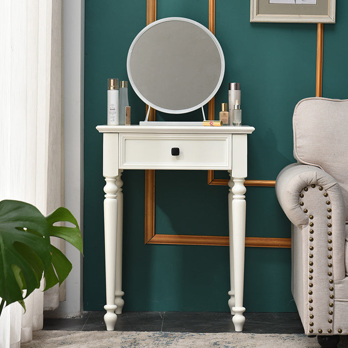 Modern Style Pine White Rectangular 4 Legs Dressing Table with 2 Drawe